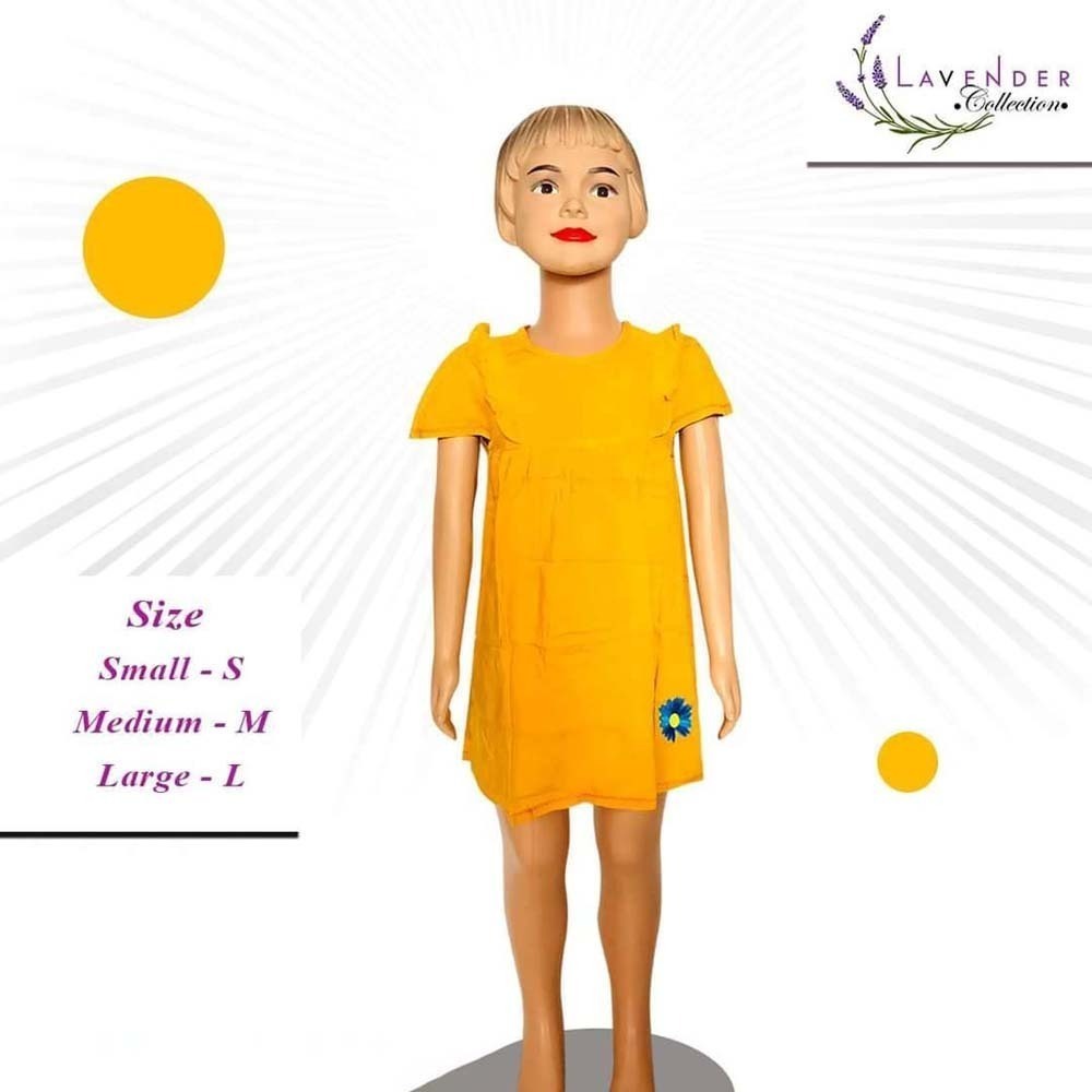 Lavender Girl Faction Dress(Design23) Yellow Large | ၄နှစ်မှ၈နှစ် (မ)ဝတ ...