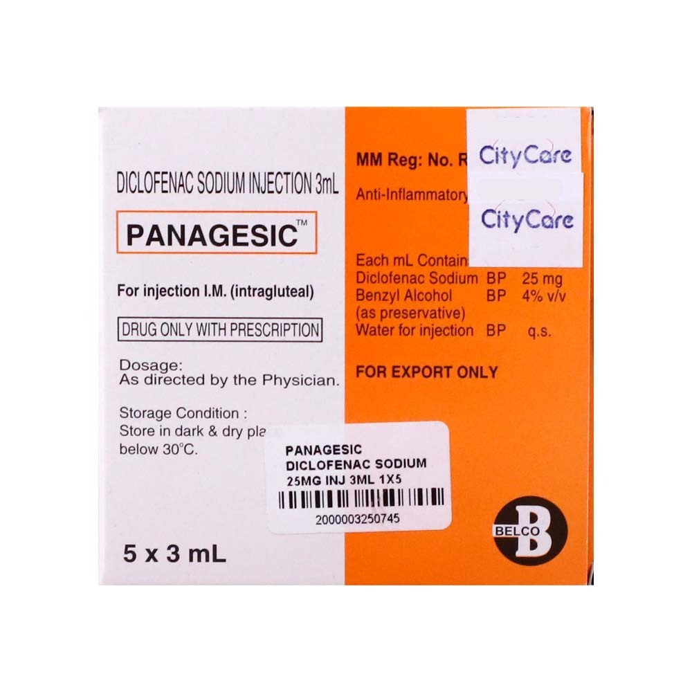 Panagesic Diclofenac Sodium 25MG INJ 3ML 1X5 | Anti-Inflammatory ...