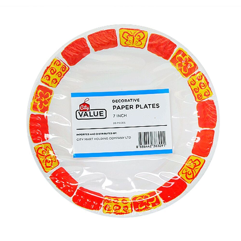 City Value Decorative Paper Plates 7 In 20 pcs | City Exclusive Range ...